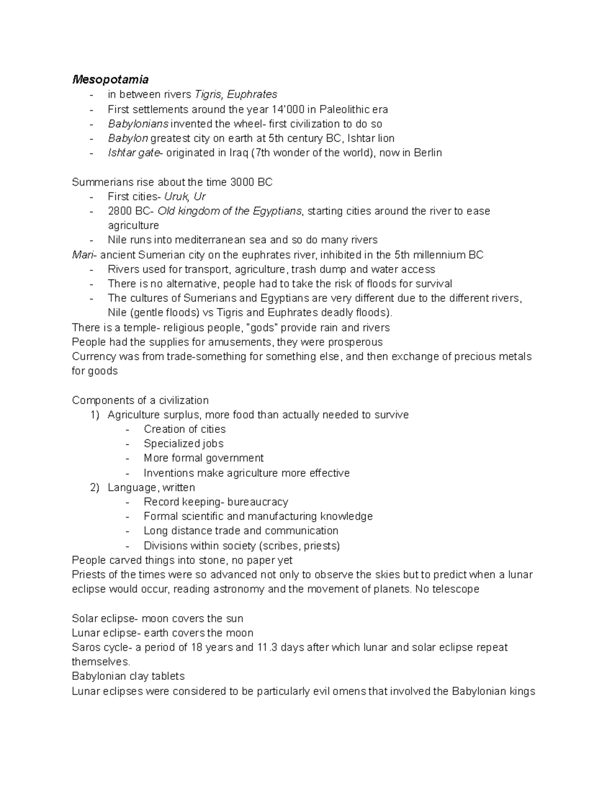 Mesopotamia - Mesopotamia in between rivers Tigris, Euphrates First ...