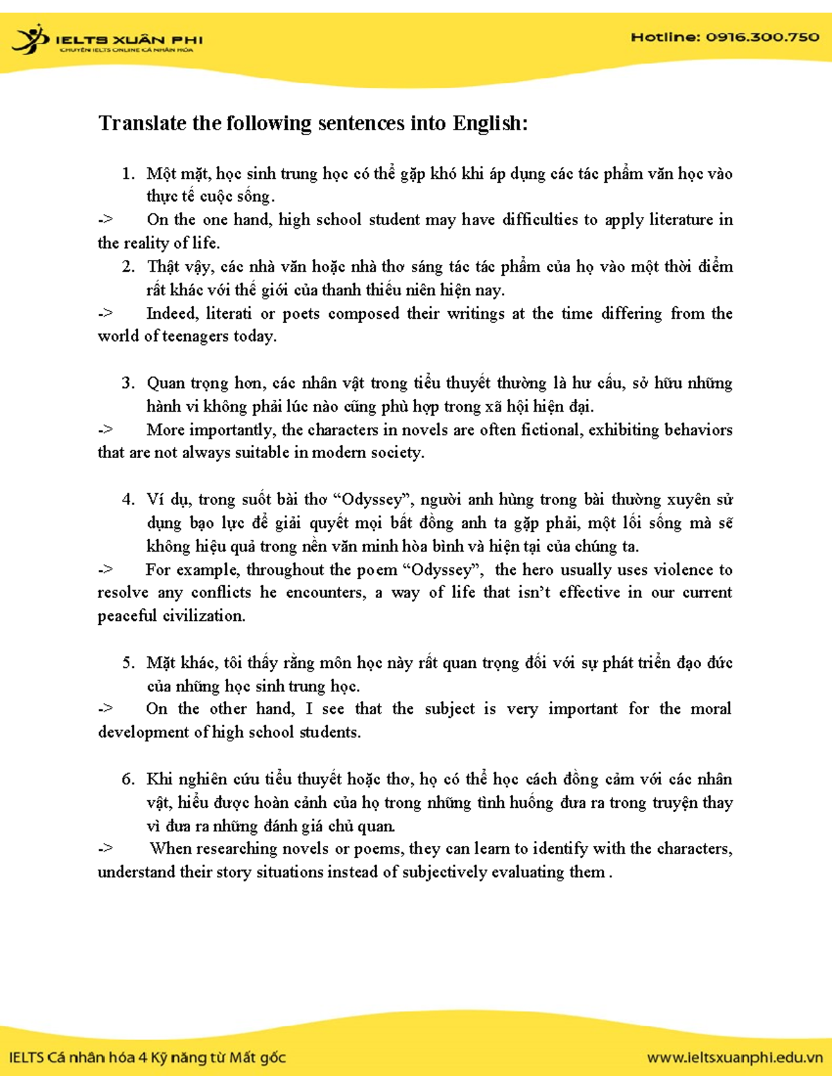 Translation - Unit 1 - IELTS - Translate the following sentences into ...