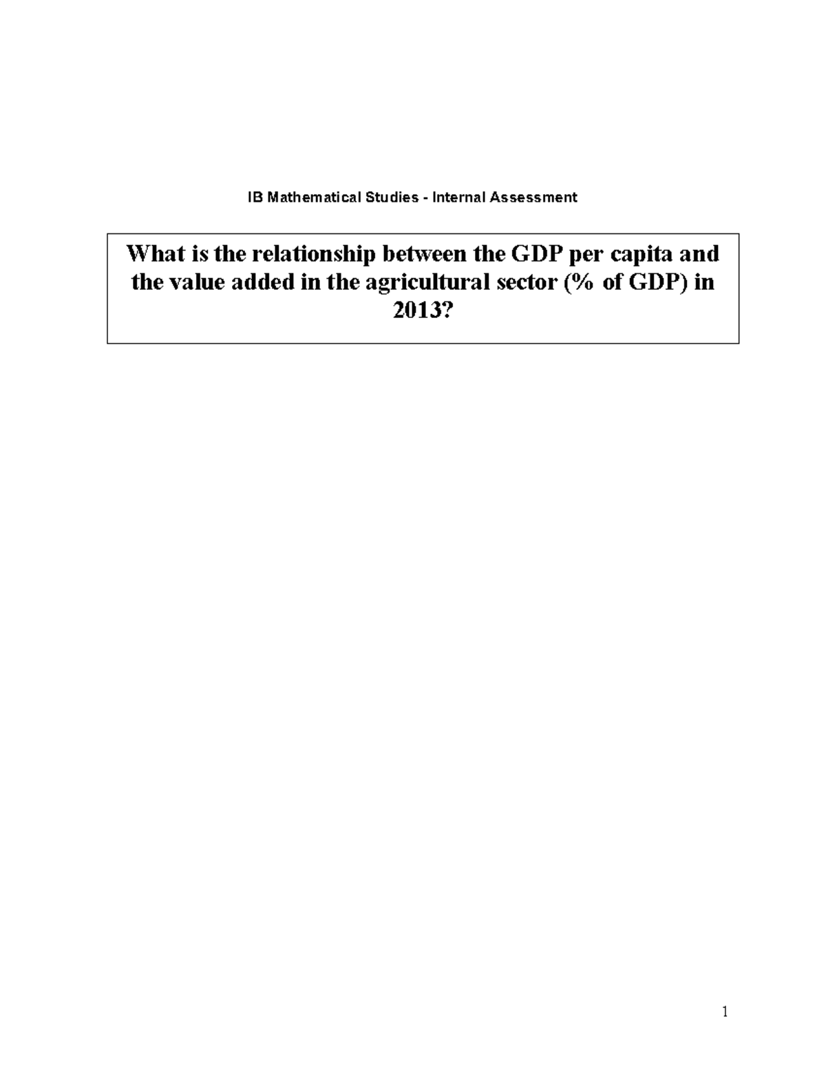 Maths IA Final (2019 ) - IB Mathematical Studies - Internal Assessment ...