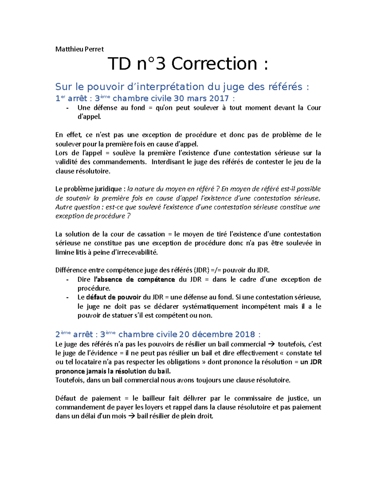 Correction TD3 - Matthieu Perret TD n°3 Correction : Sur le pouvoir d’interprétation du juge des ...