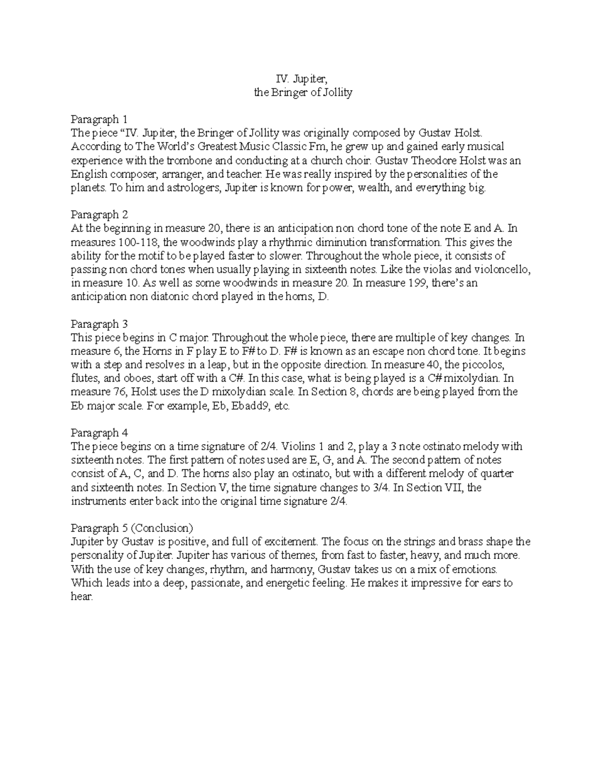 Score Test - Brenton Hall - IV. Jupiter, the Bringer of Jollity ...