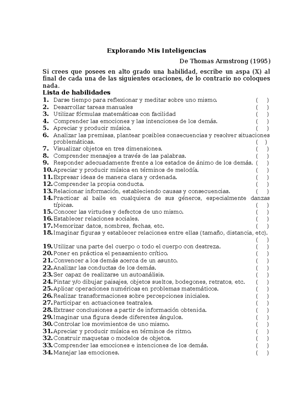 Explorando MSI Inteligencias - Individualmente - Explorando Mis Inteligencias De Thomas ...