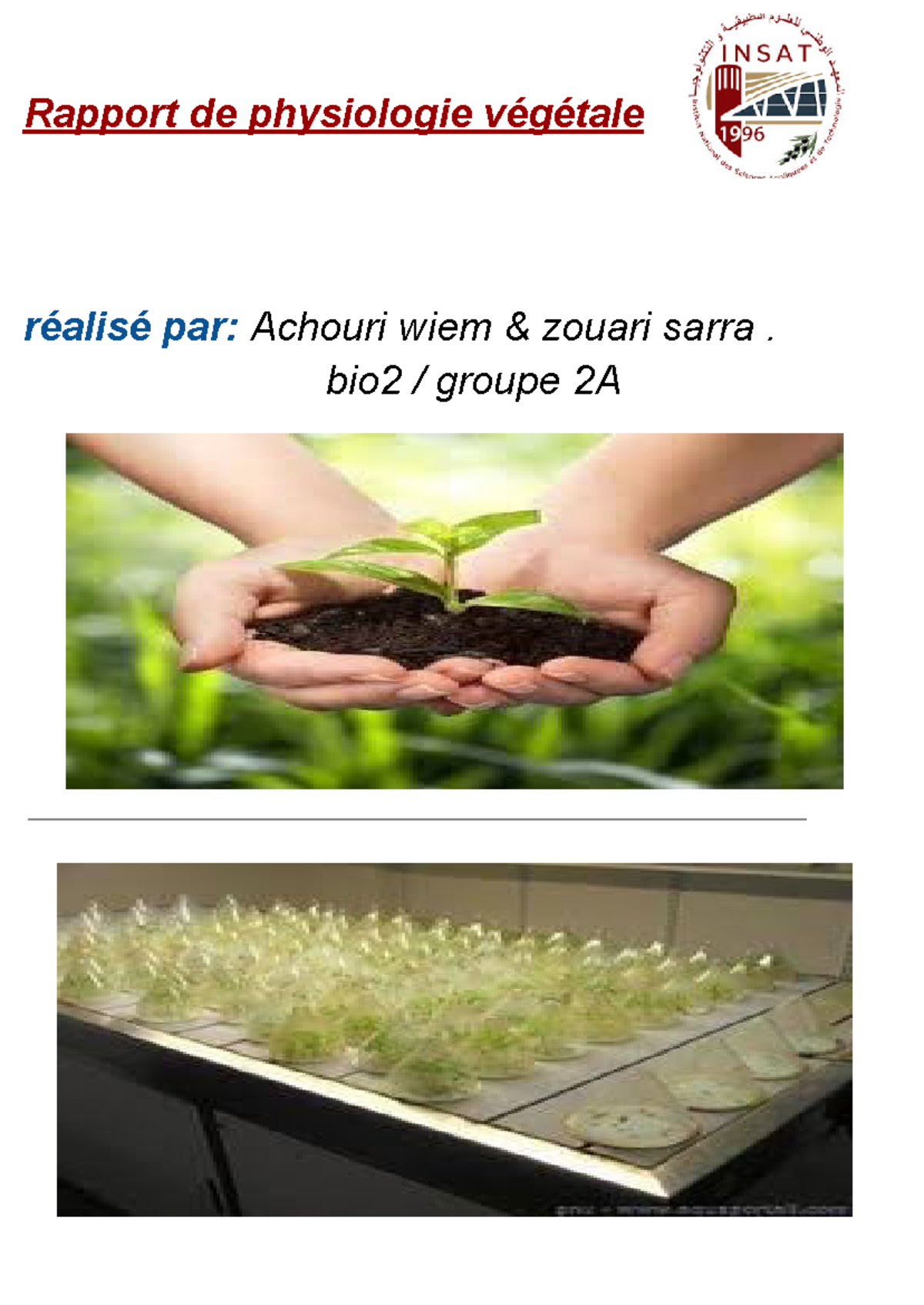 1234 - Rapport de physiologie végétale réalisé par: Achouri wiem ...