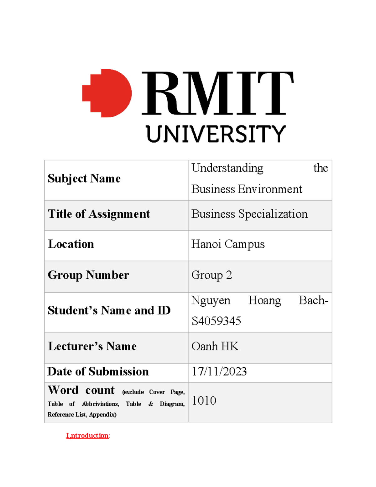 Assignment-1-BUSM2565- Subject Name Understanding the Business ...