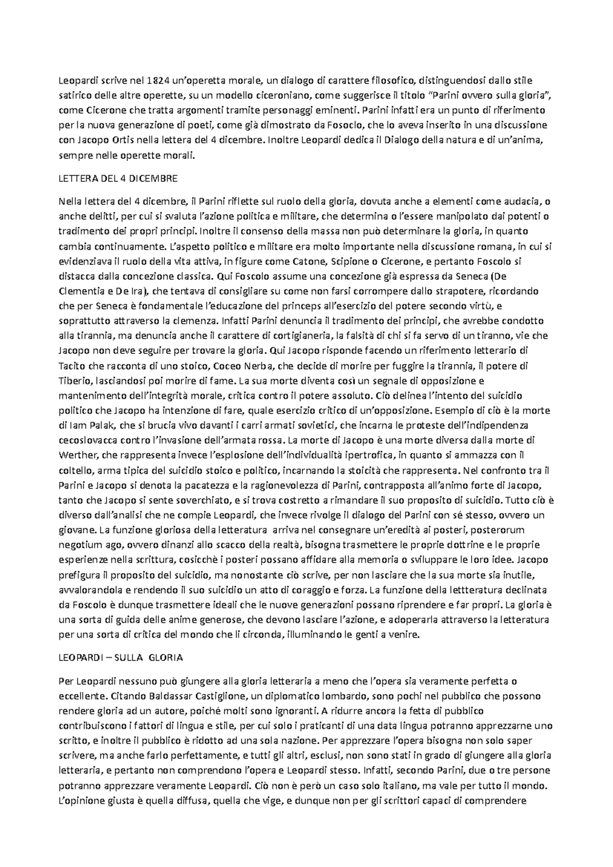 Appunti foscolo leopardi - Leopardi scrive nel 1824 un’operetta morale ...