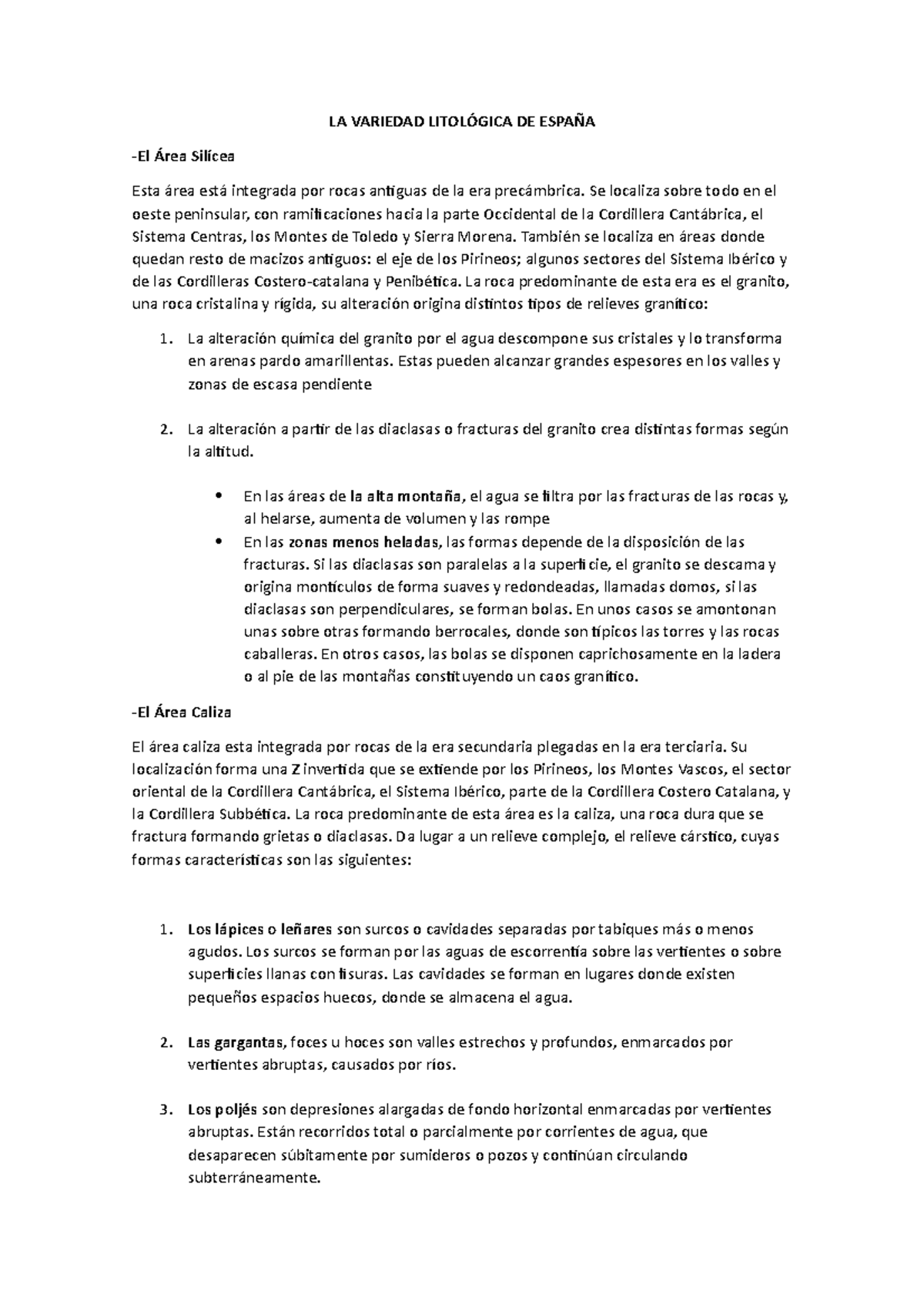 LA Variedad Litológica DE España - LA VARIEDAD LITOLÓGICA DE ESPAÑA -El ...