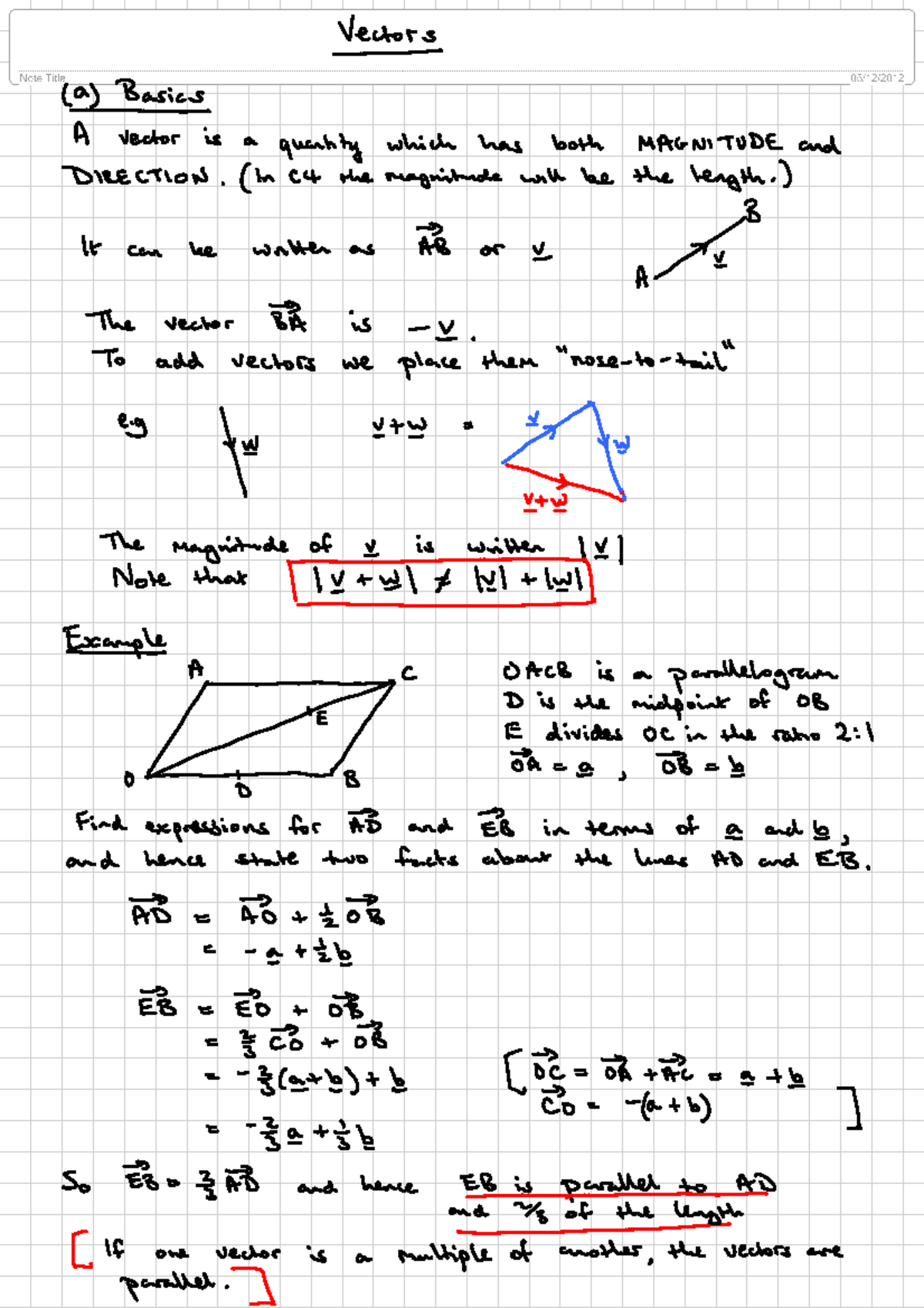 Notes on Vectors part 1 - Financial mathematics - Studocu