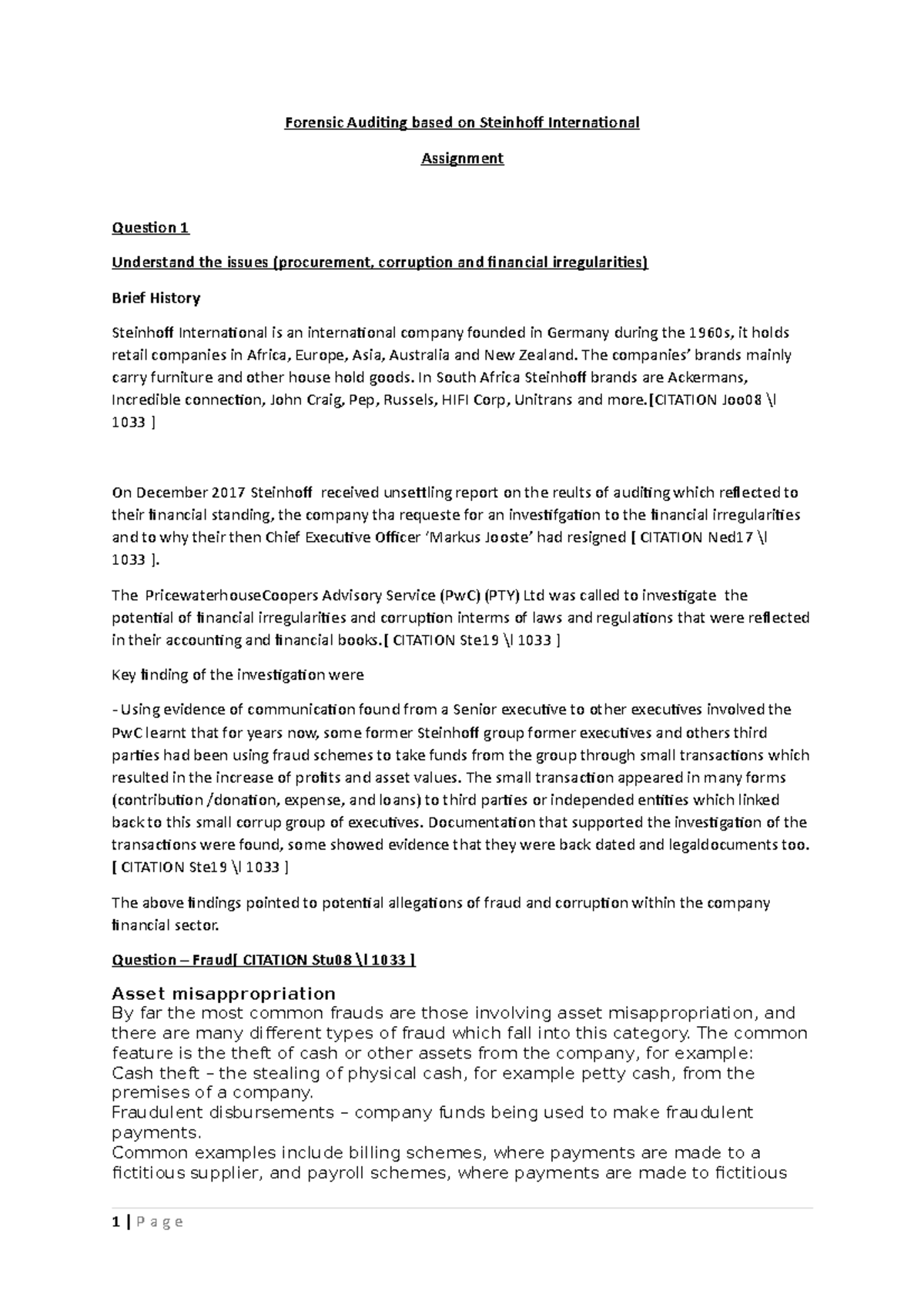 Common Law - Forensic Auditing based on Steinhoff International ...