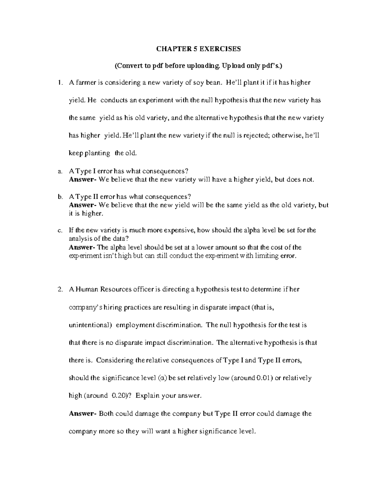 Summer 22 Chapter 5 Exers - CHAPTER 5 EXERCISES (Convert to pdf before uploading. Upload only ...