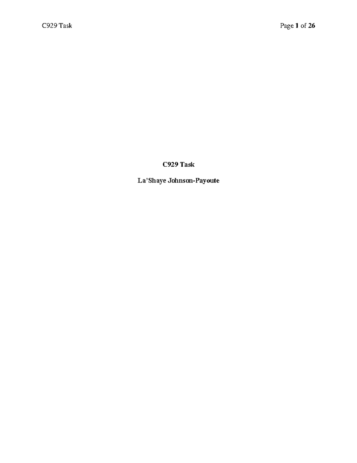 C929 Task Template 240601 - C92 9 Task La’Shaye Johnson-Payoute A ...