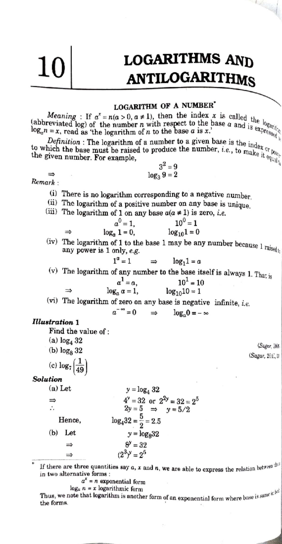 Logarithm And Antilogarithm 10 Meaning If N A 0 A 1 Then The