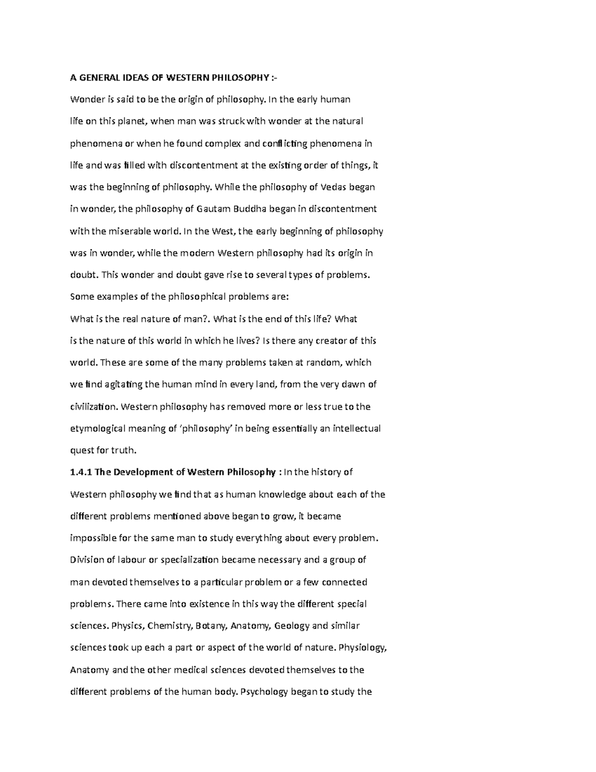 Western philosophy 2 - Useful notes - A GENERAL IDEAS OF WESTERN ...