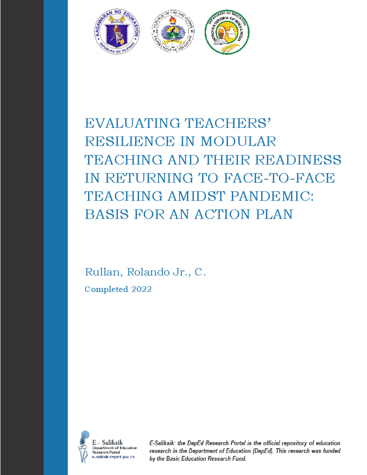 Nueva Ecija 2022 Rolando Jr; Caballong; Rullan Evaluating Teachers ...
