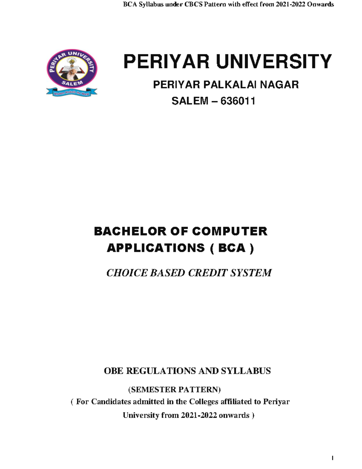 BCA Syllabus-2021-2022 - PERIYAR UNIVERSITY PERIYAR PALKALAI NAGAR ...