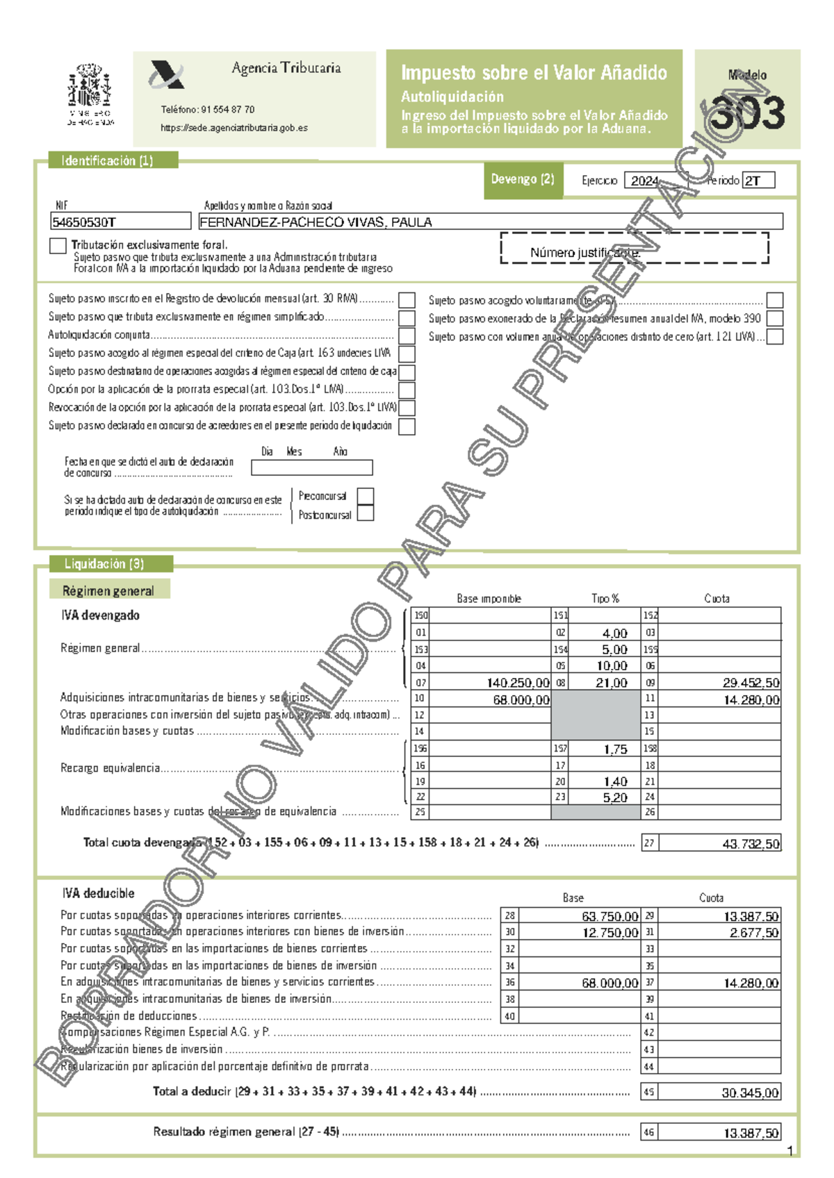 Ejercicio 18 MOD 303 2T - JUH - { Impuesto sobre el Valor Añadido ...