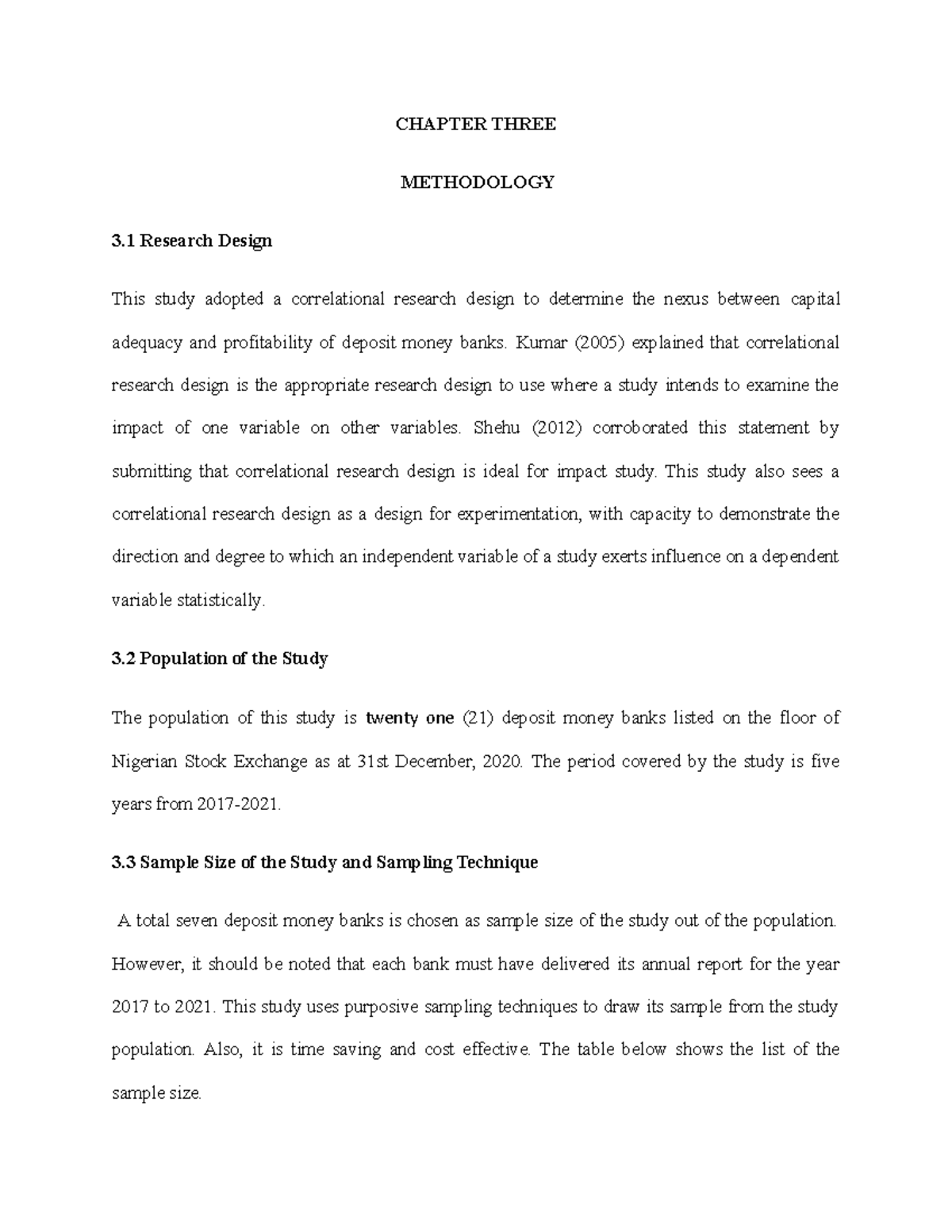 Glory Chapter Three - ASSIGNMENT MANDATE - CHAPTER THREE METHODOLOGY 3 ...