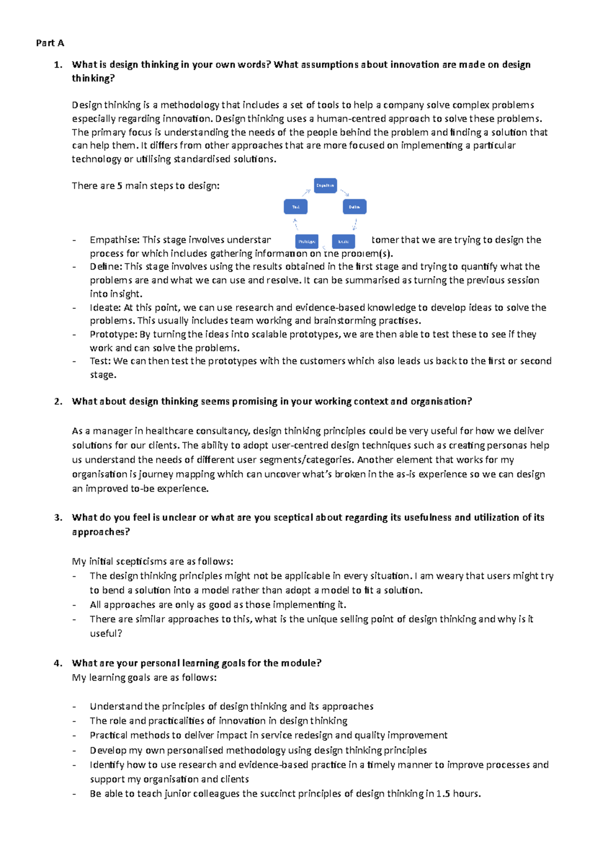 Part A - Design thinking notes - IB263 - Warwick - Studocu