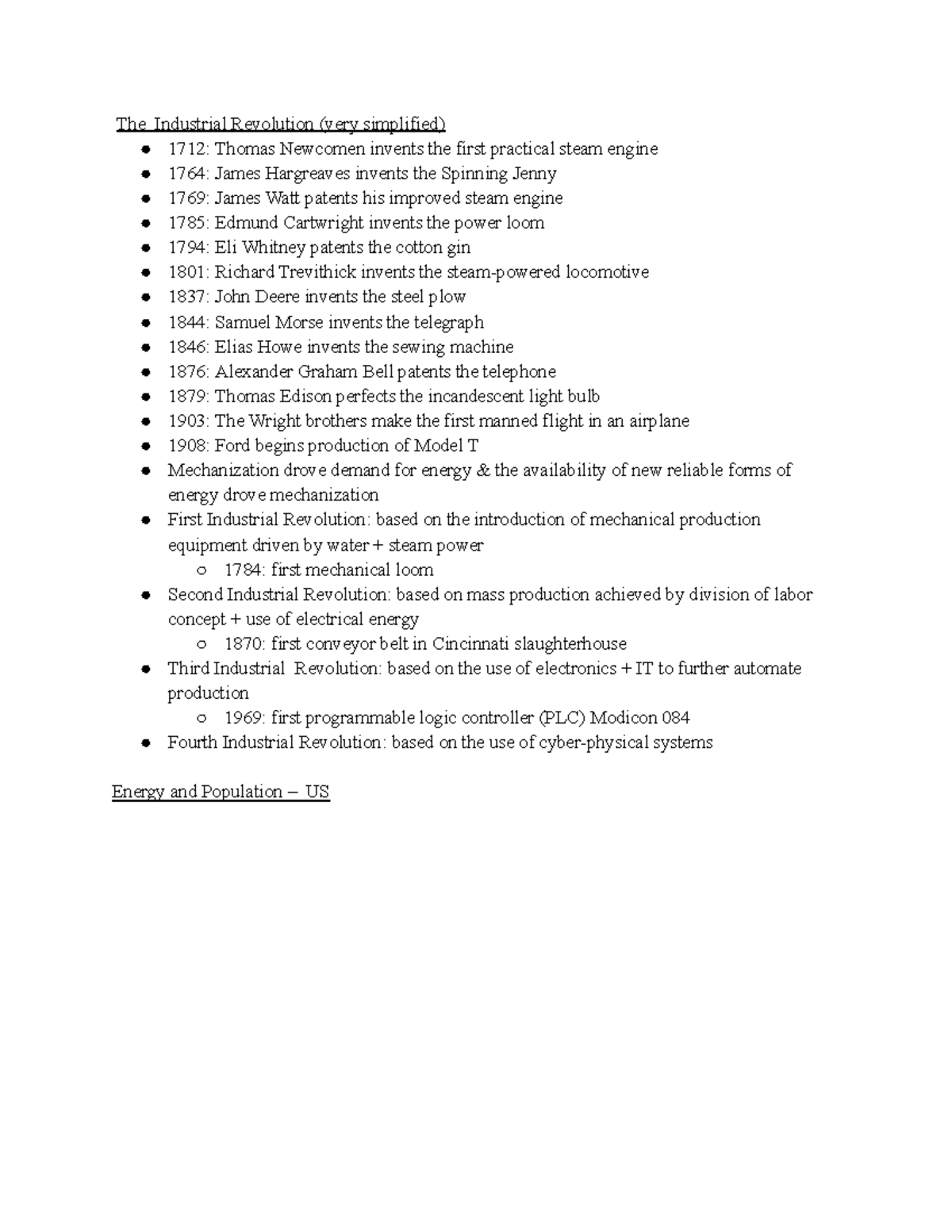 GEOL 120 Introduction II Lecture Notes - The Industrial Revolution ...