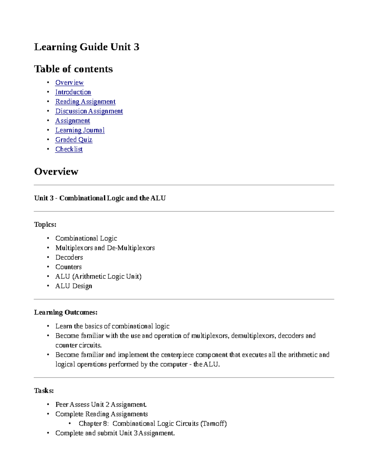 CS 1104 - AY2024 - Learning Guide Unit 3 - Learning Guide Unit 3 Table of contents • Overview ...