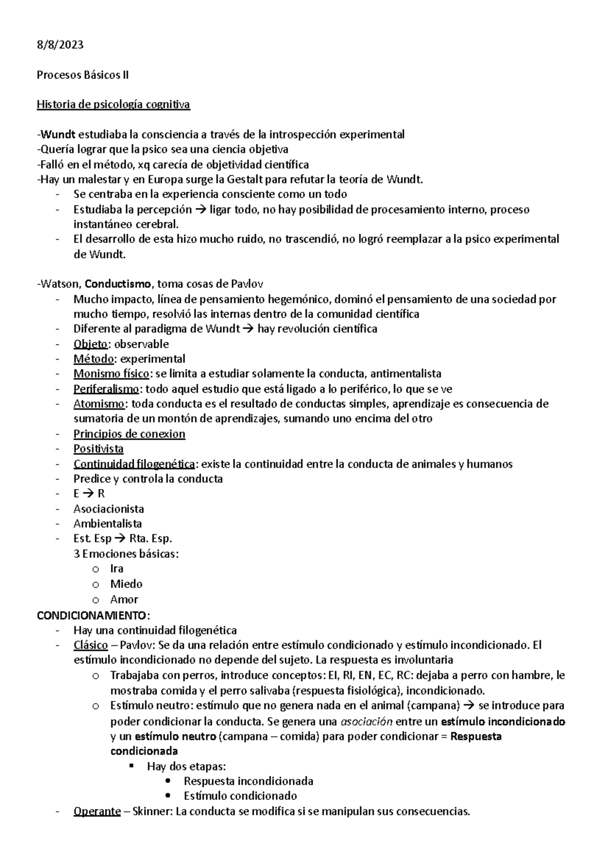 Procesos básicos II - perez chada - 8/8/ Procesos Básicos II Historia de psicología cognitiva ...