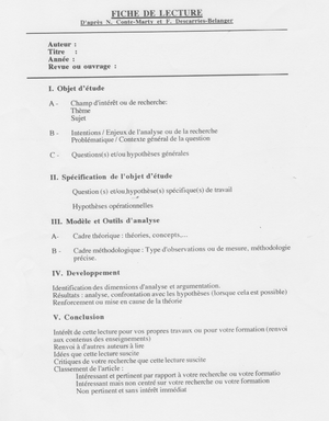 Exemple de fiche de lecture - MTU - L EXEMPLE DE FICHE DE LECTURE 1 ...