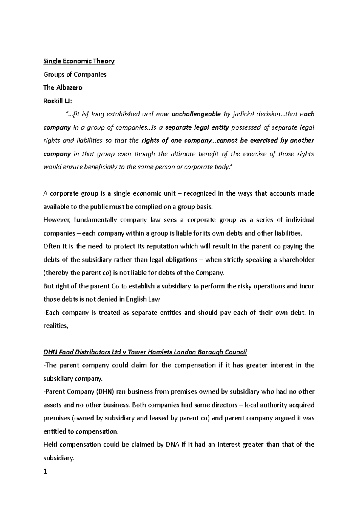 Single Economic Theory - Single Economic Theory Groups of Companies The ...