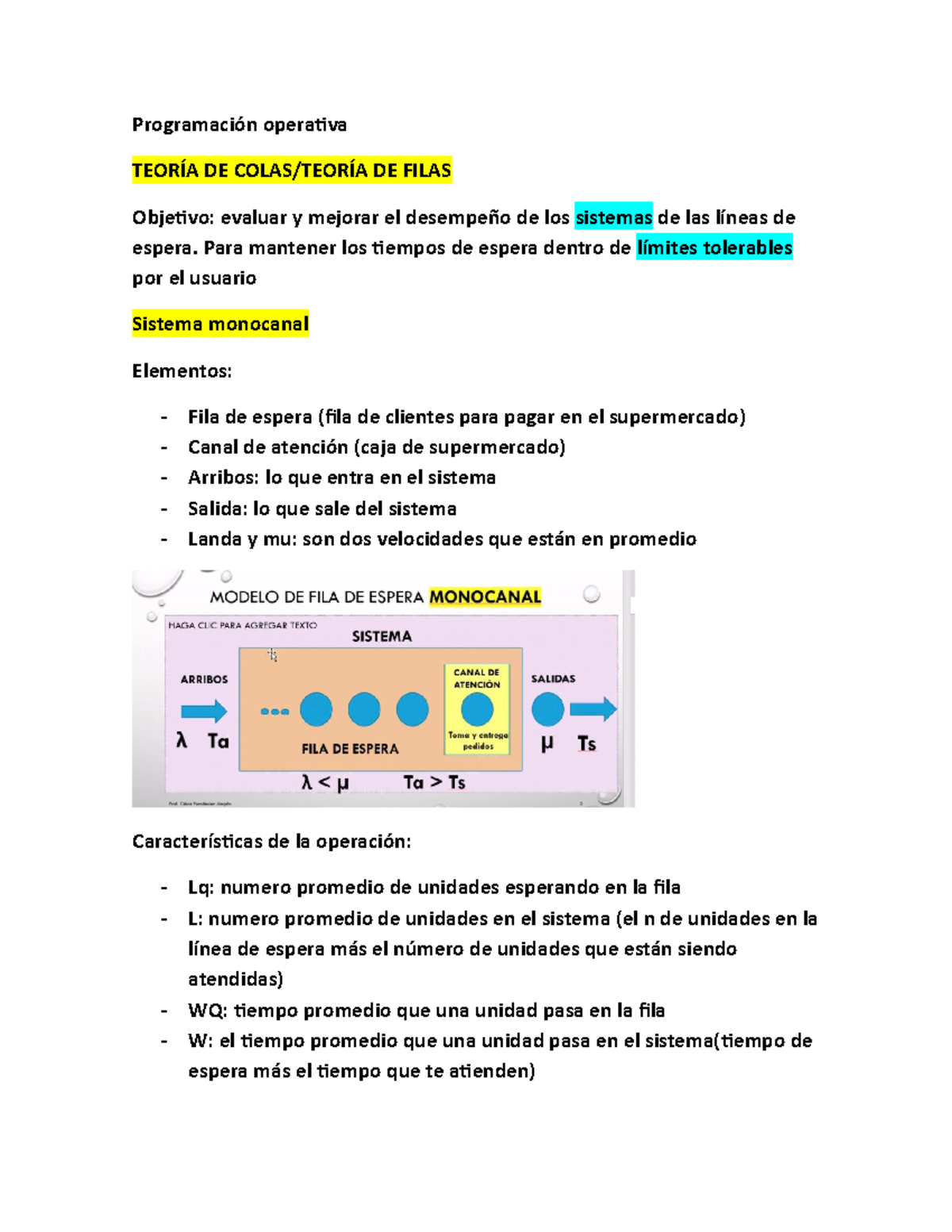 Programación operativa(teoria de colas) - Programación operativa TEORÍA ...