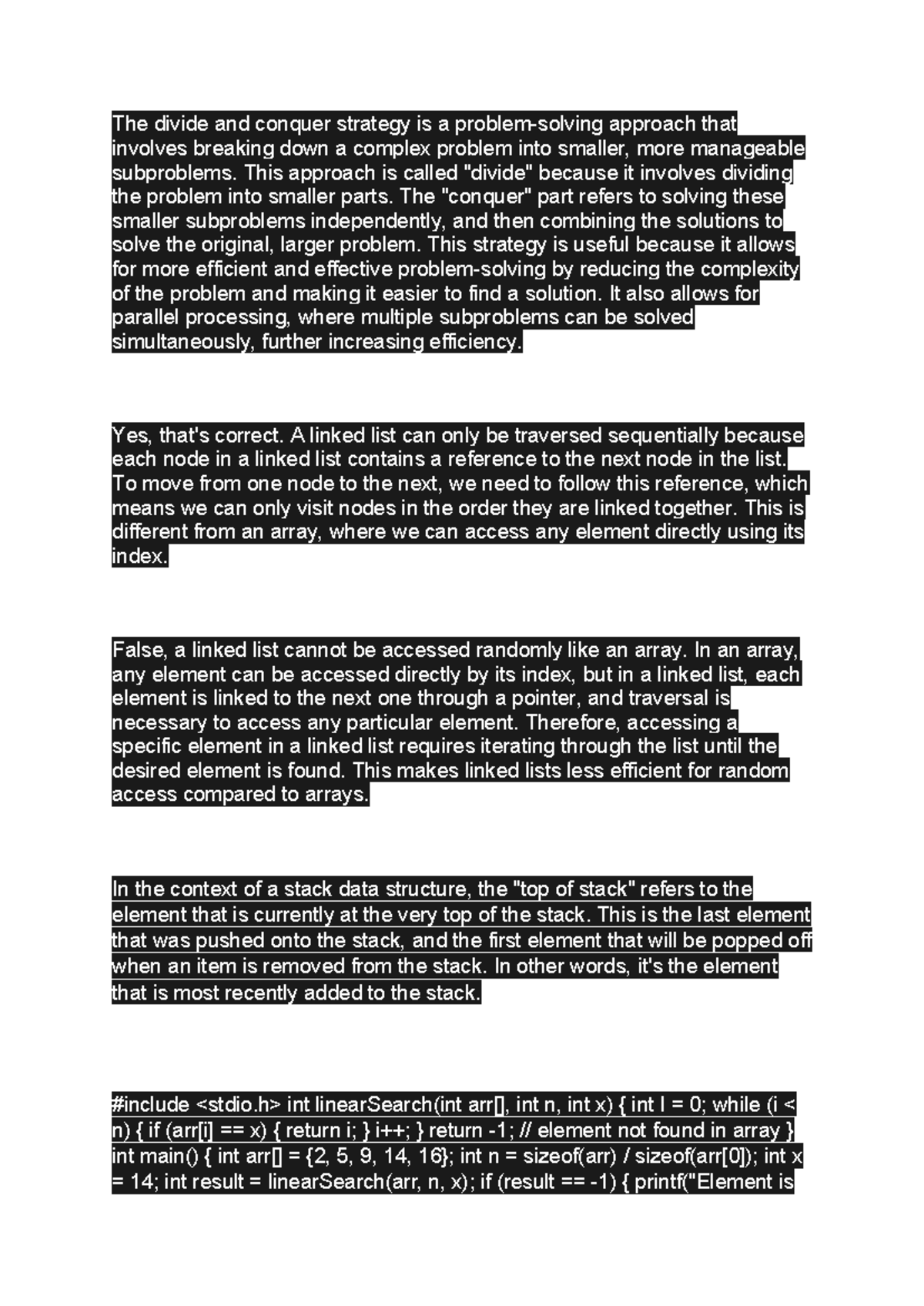 The divide and conquer strategy is a problem - This approach is called ...