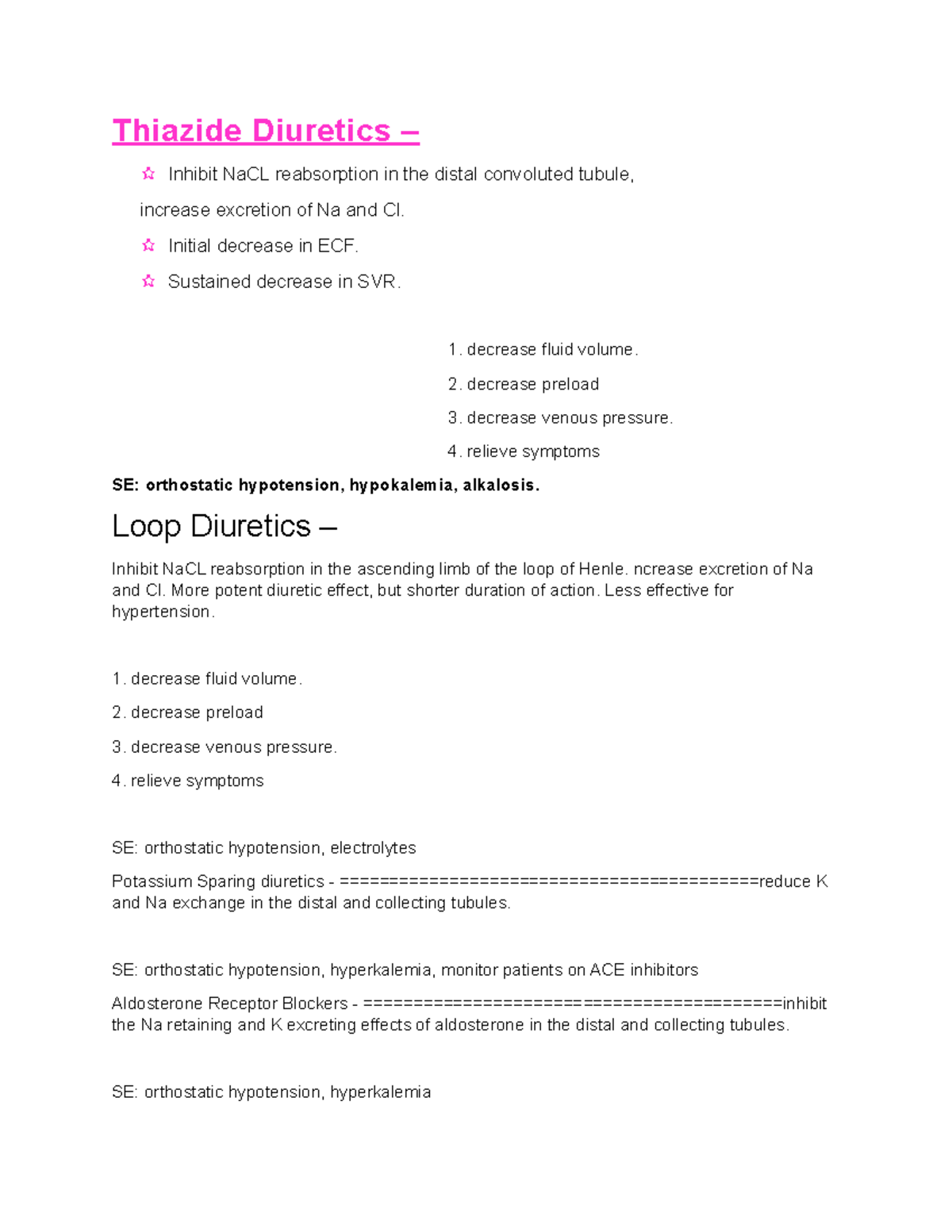 Drug tables - table of drugs and information - Thiazide Diuretics ...