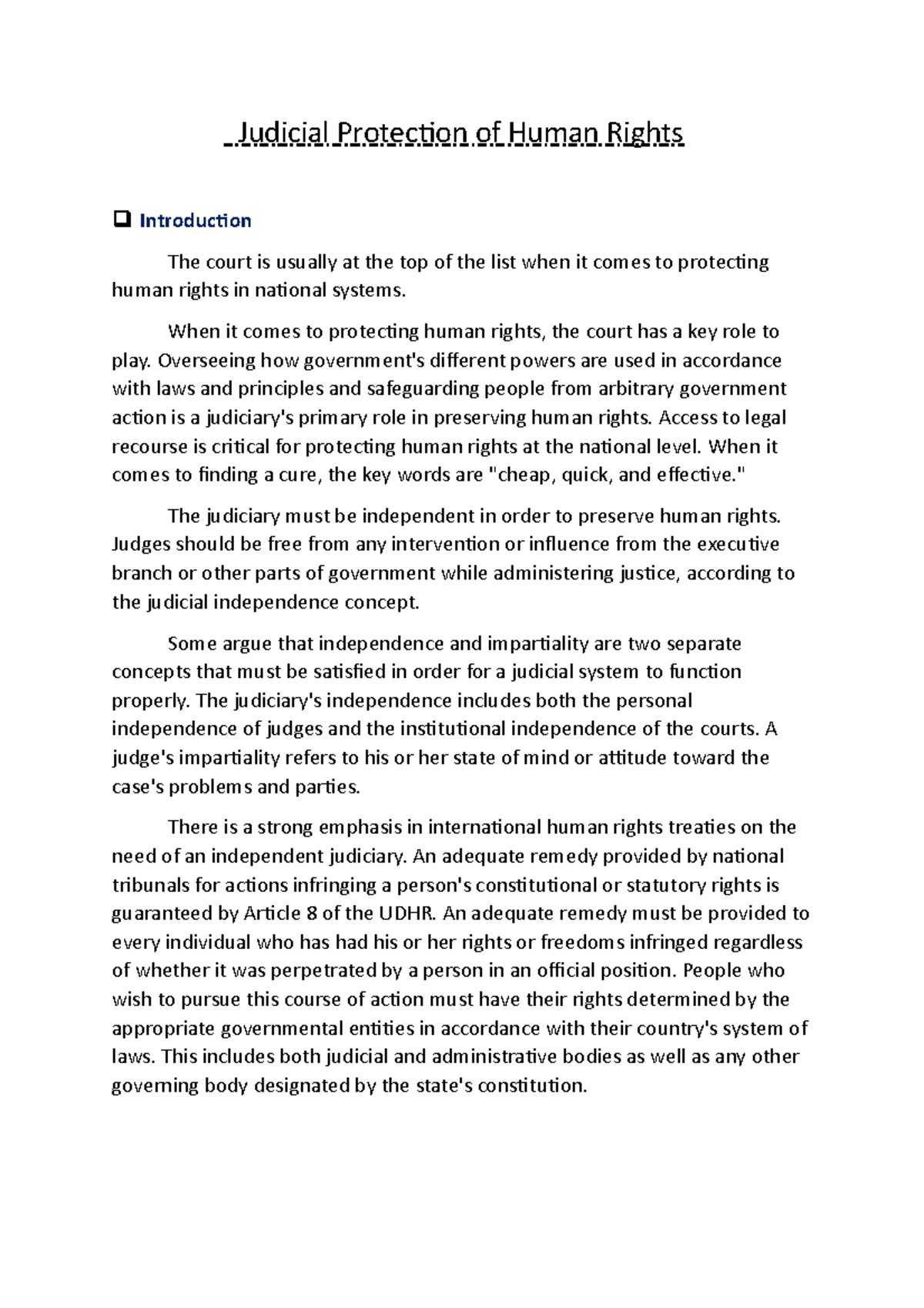 Judicial Protection of Human Rights - When it comes to protecting human ...