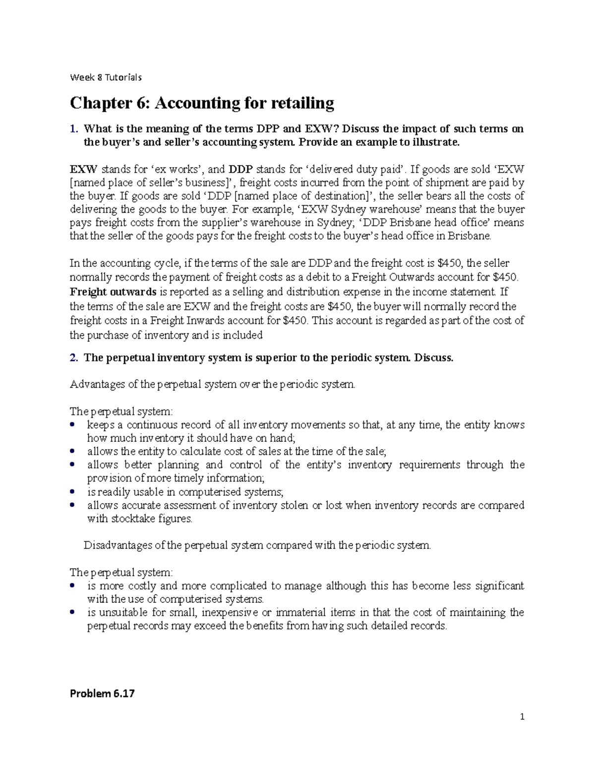 Week 8 Tutorial Solutions - Introduction to accounting and financial ... Week 8 Tutorial Solutions - Introduction to accounting and financial ...
