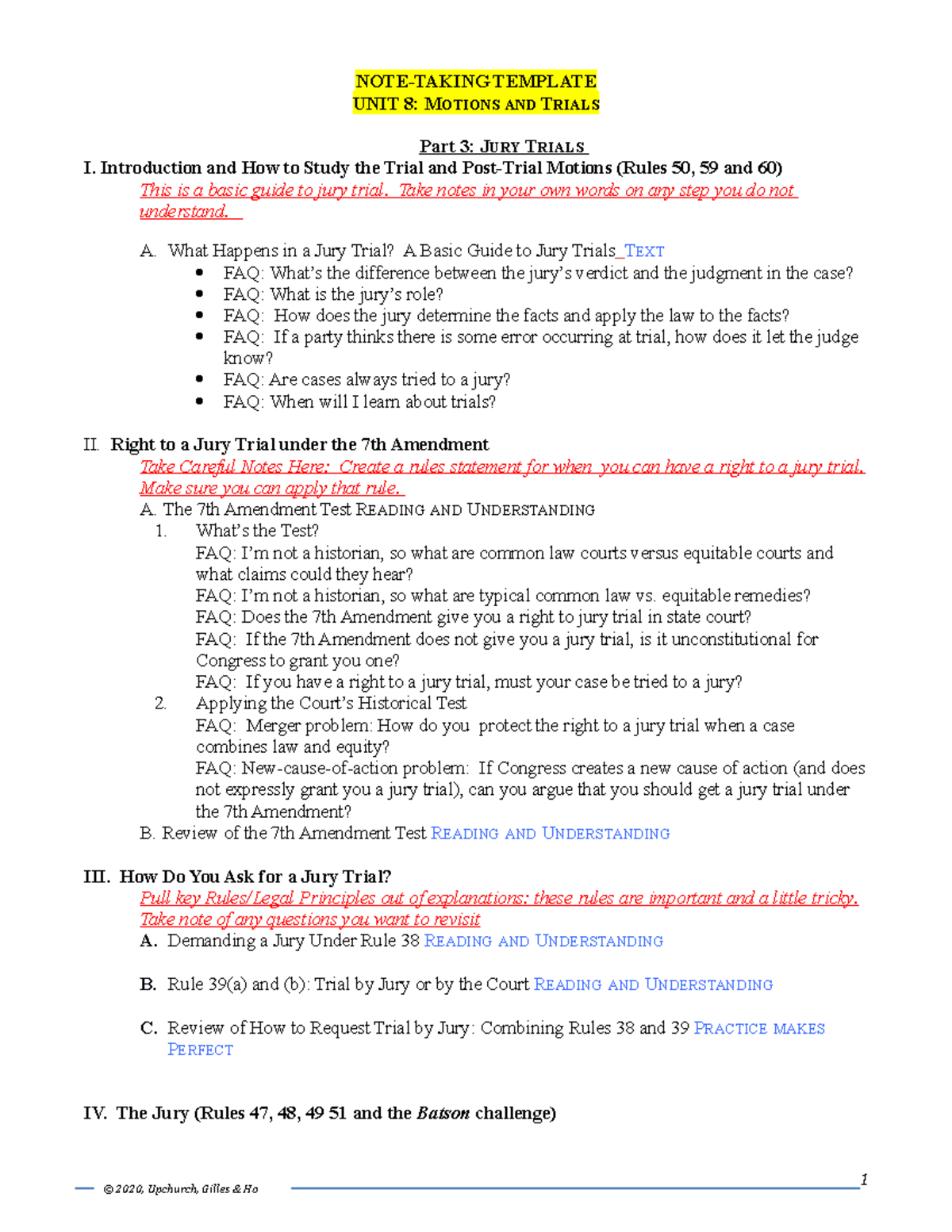 Note Taking Template Unit 8 Part I Chapter 3 and Parts II and III 3 ...