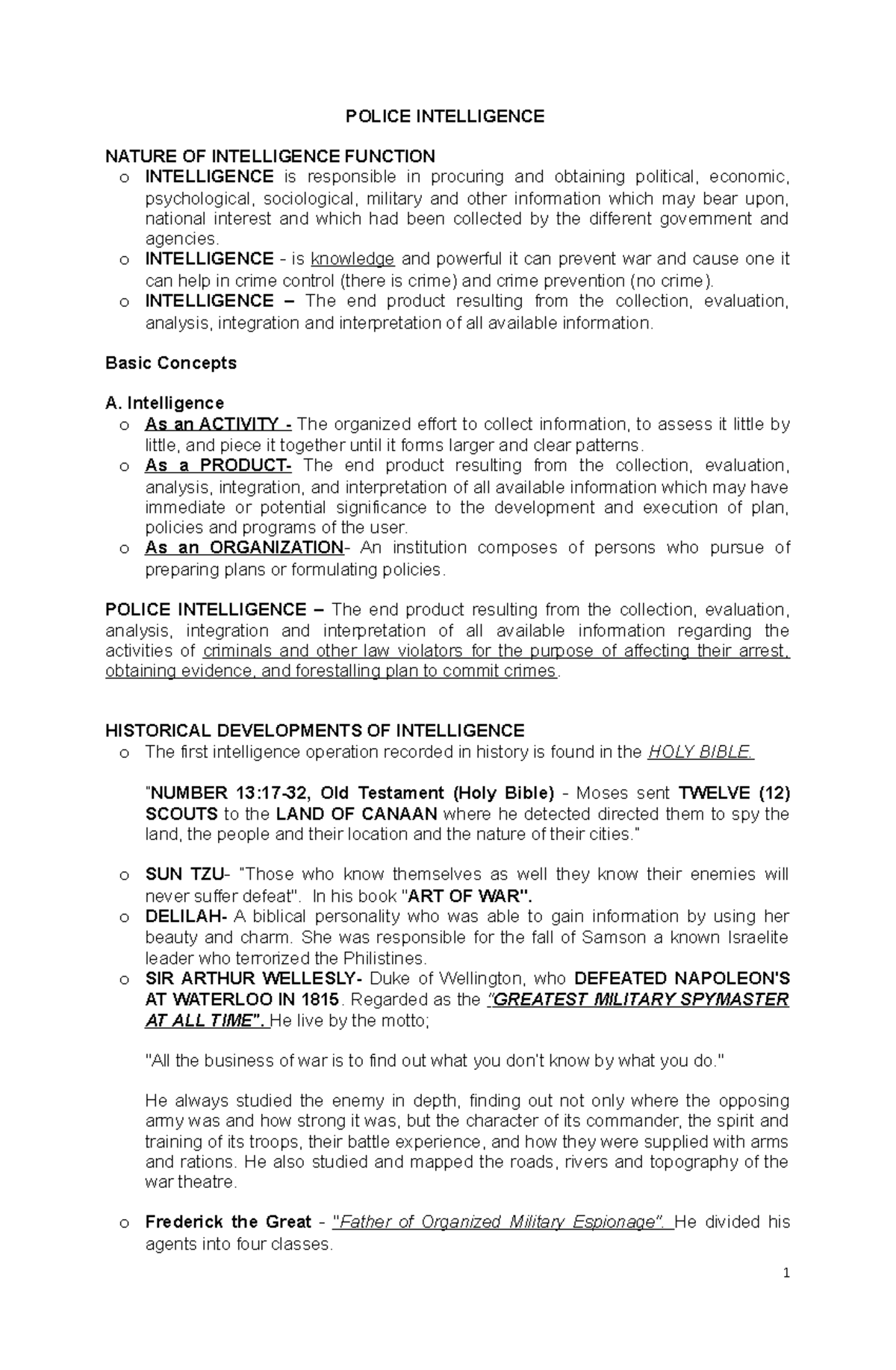 Police Intel - reviewer - POLICE INTELLIGENCE NATURE OF INTELLIGENCE ...