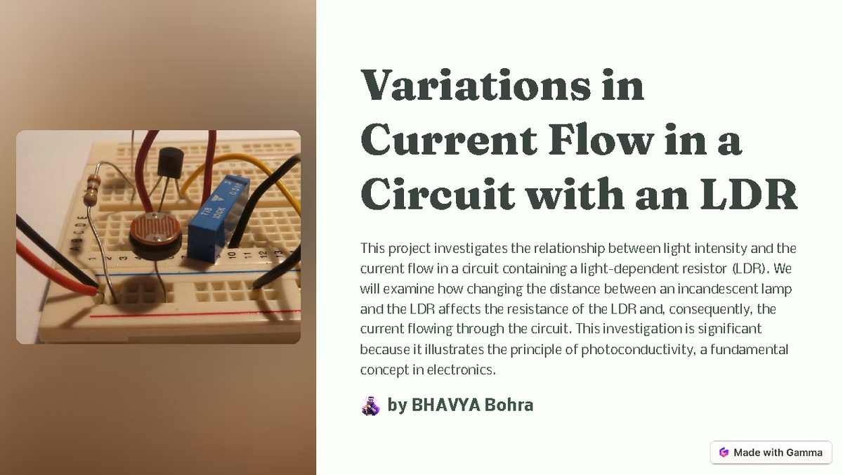 Variations in Current Flow in a Circuit with an LDR - Variatio i Curret ...
