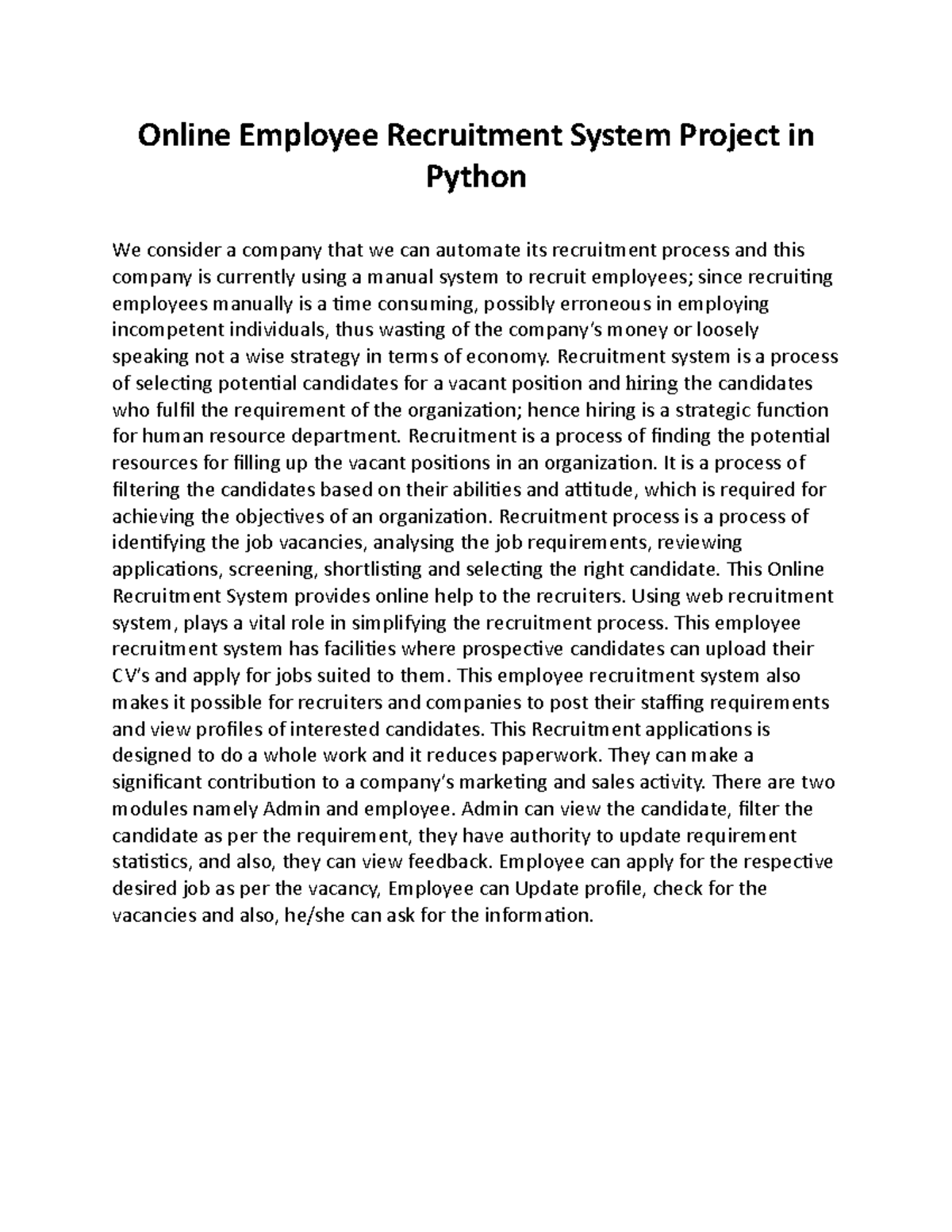 PY017 - it is nice - Online Employee Recruitment System Project in ...