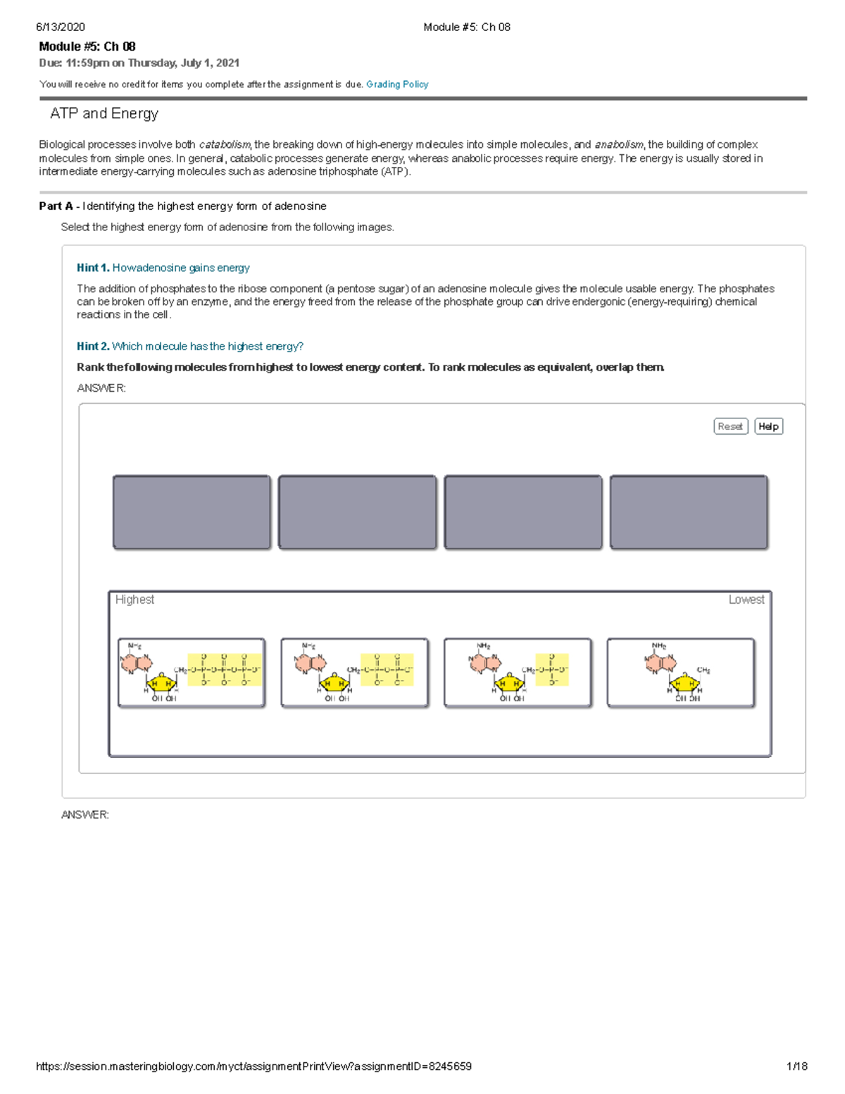 FINAL 07 2020, questions and answers - Module #5: Ch 08 Due: 11:59pm on ...