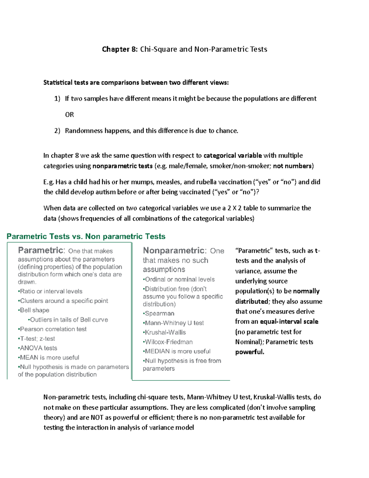 8 Chi-Square - Lecture notes 8 - Chapter 8: Chi-Square and Non ...