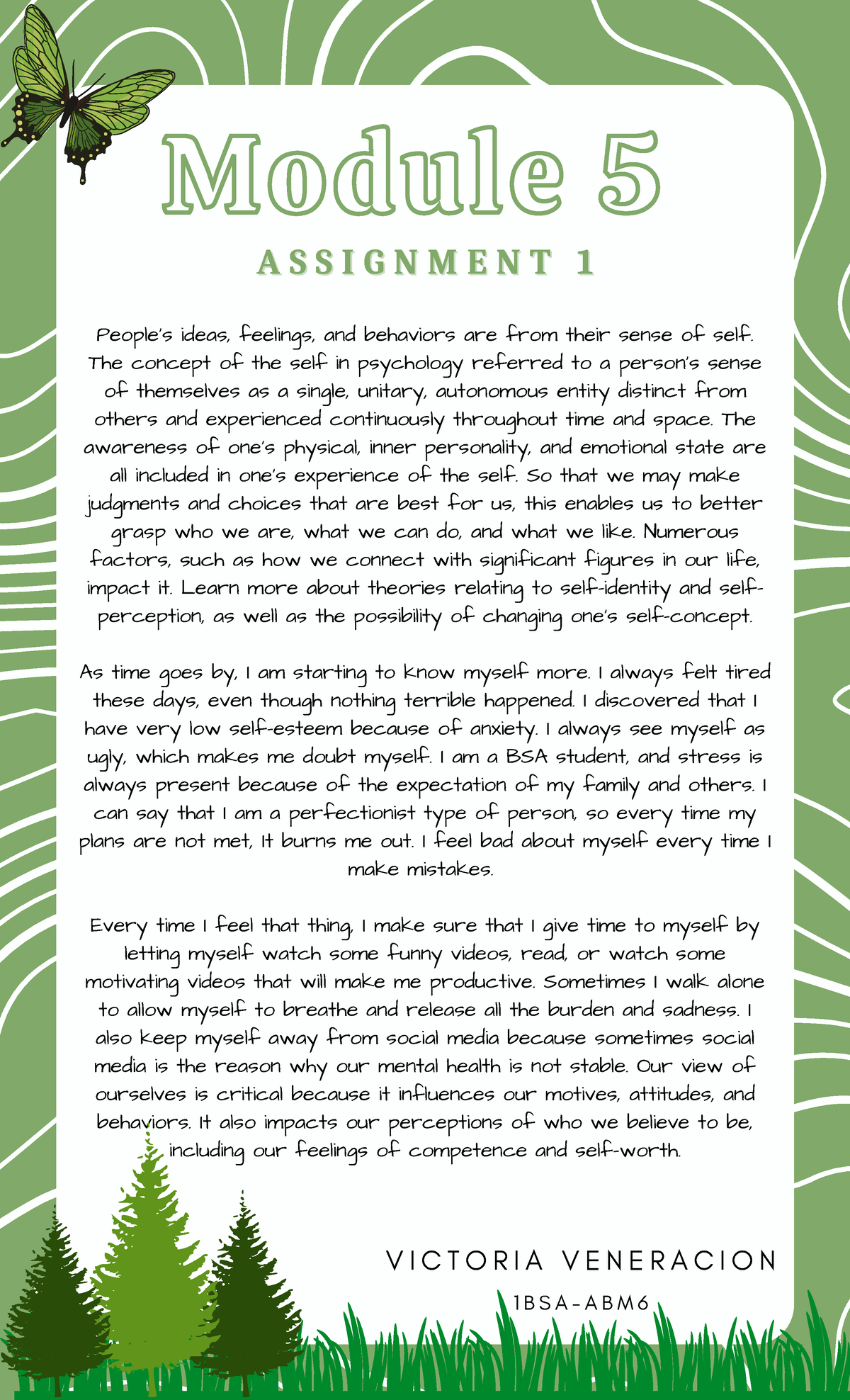 Module 5 (1) - Psychological Perspective of the Self Reflection ...