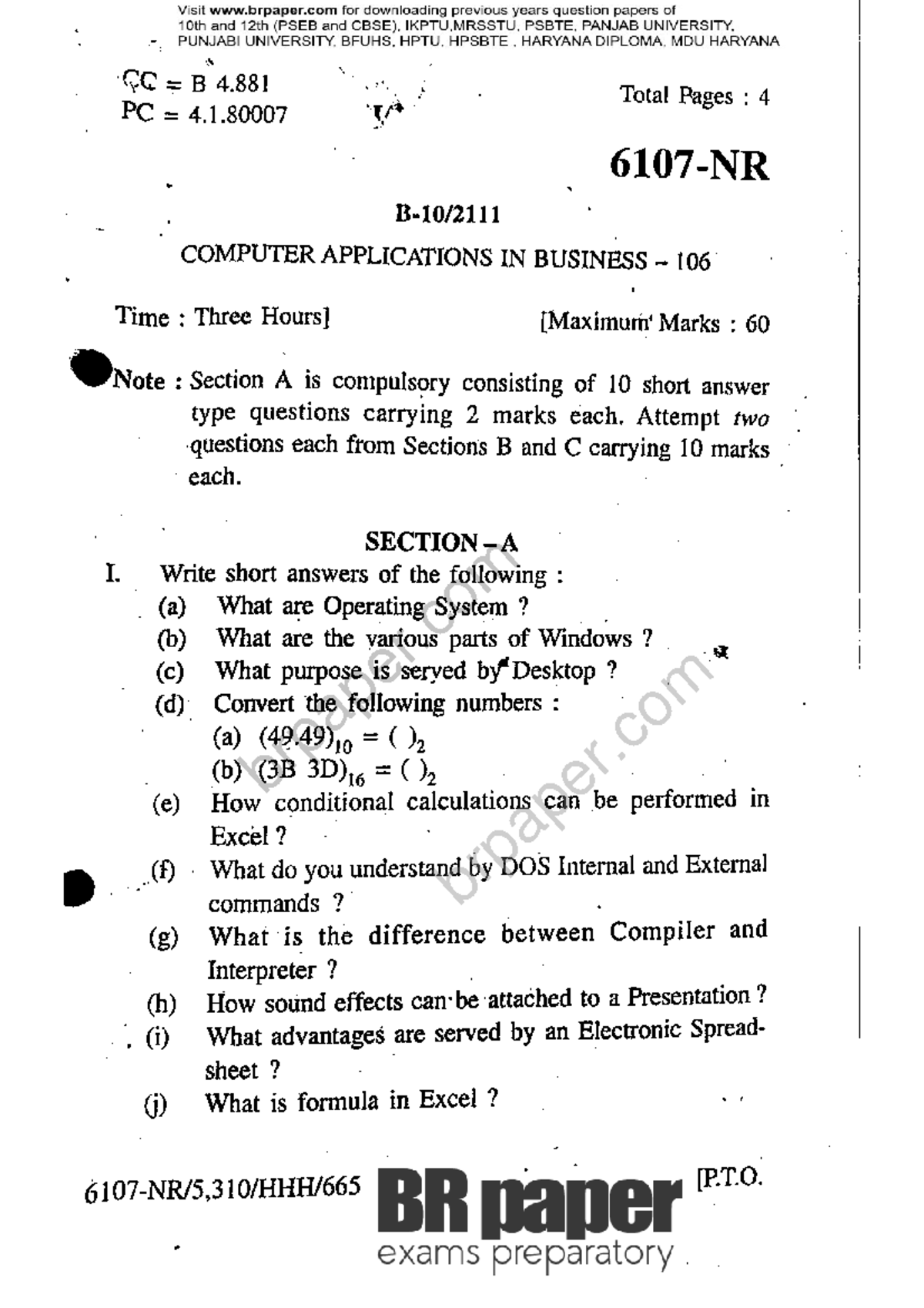 Computer Applications in Business Questions Papers - B.Com - Studocu