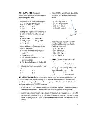 Statics of Rigid Bodies - Formula Sheet - Components and Resultant of ...