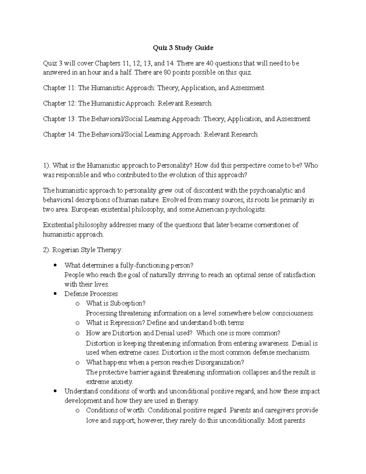 PSY 255 Quiz 3 Study Guide - Quiz 3 Study Guide Quiz 3 will cover ...