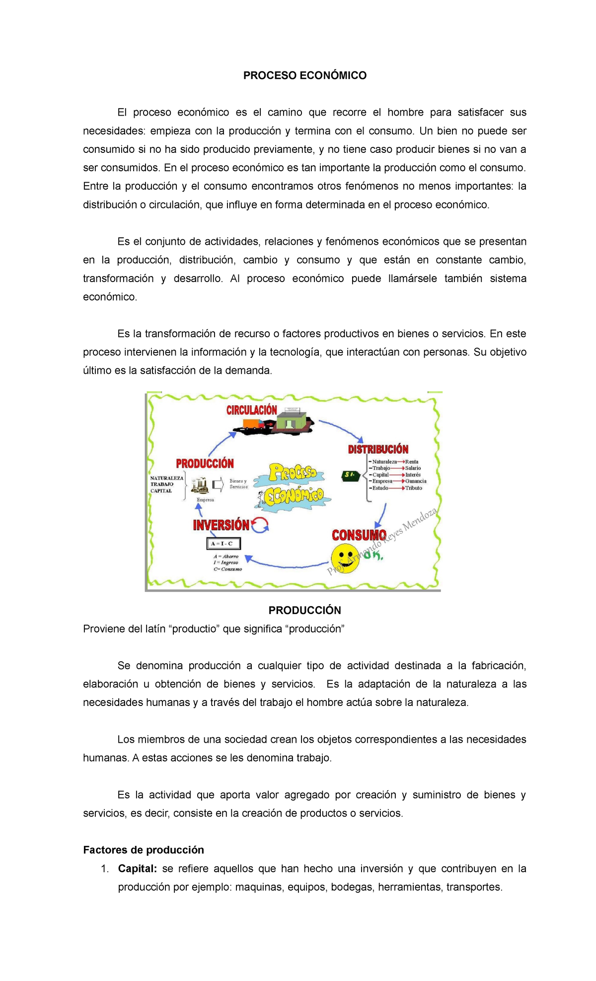 Proceso Economico, onjunto de actividades que se realizan en la ...