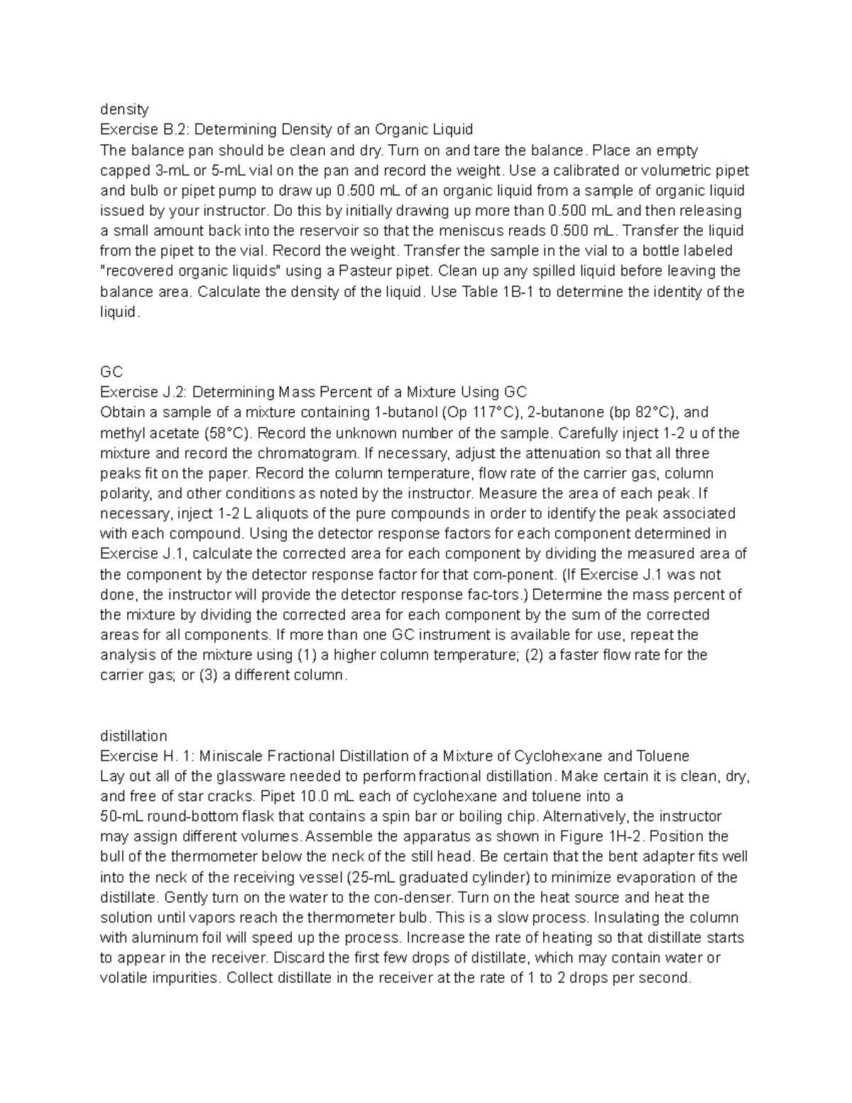 notes on labs for CHEMLAB - density Exercise B: Determining Density of ...