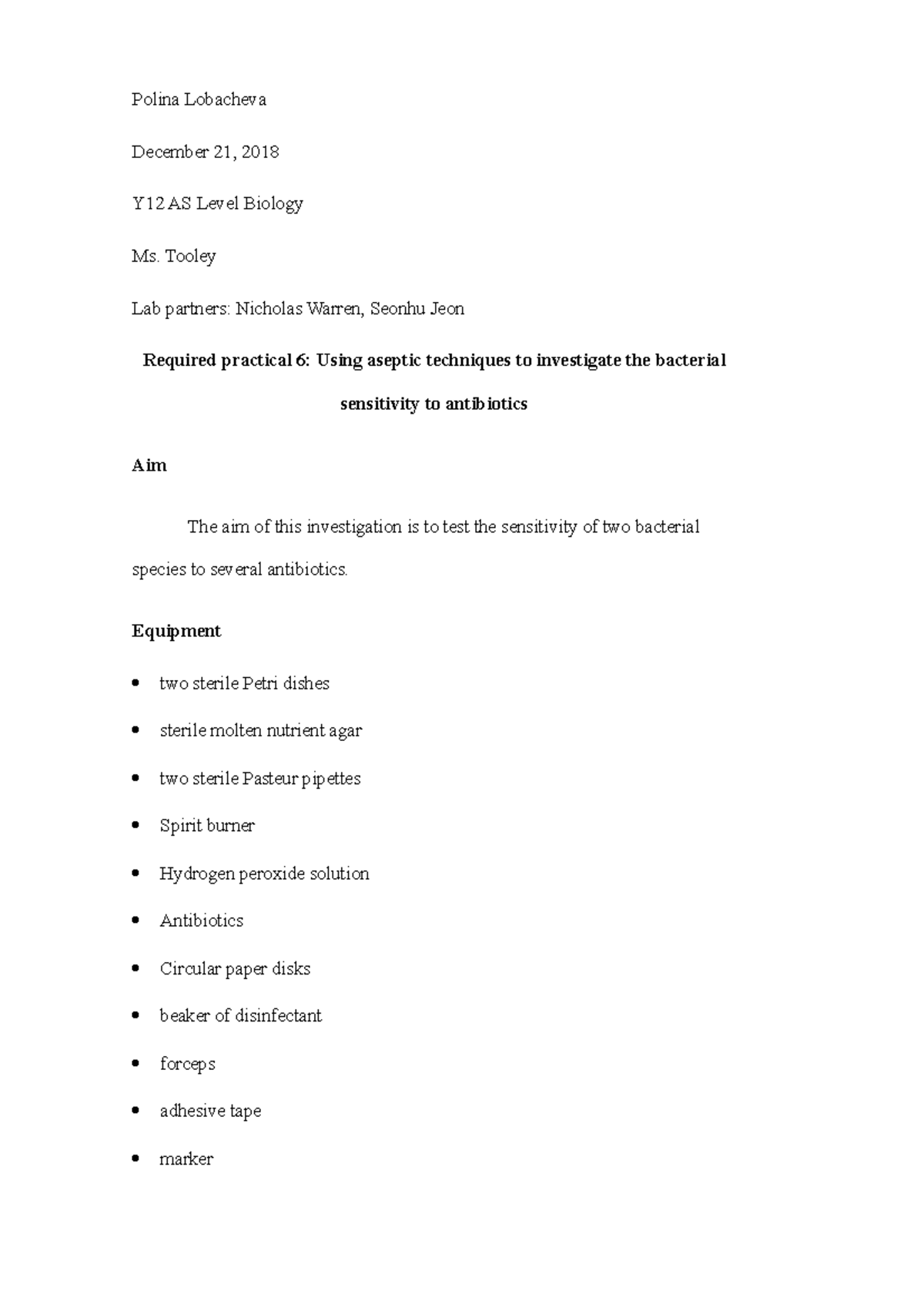 Practical 6 - A-Level Biology coursework - Polina Lobacheva December 21 ...