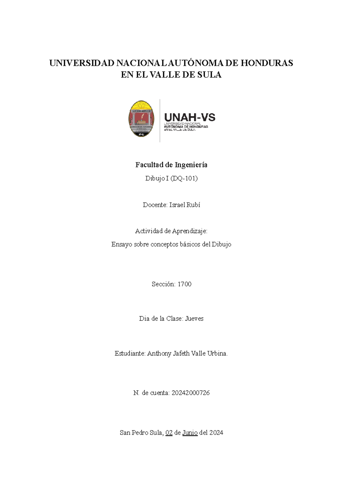 Ensayo Dibujo I líneas y conceptos básicos - UNIVERSIDAD NACIONAL ...