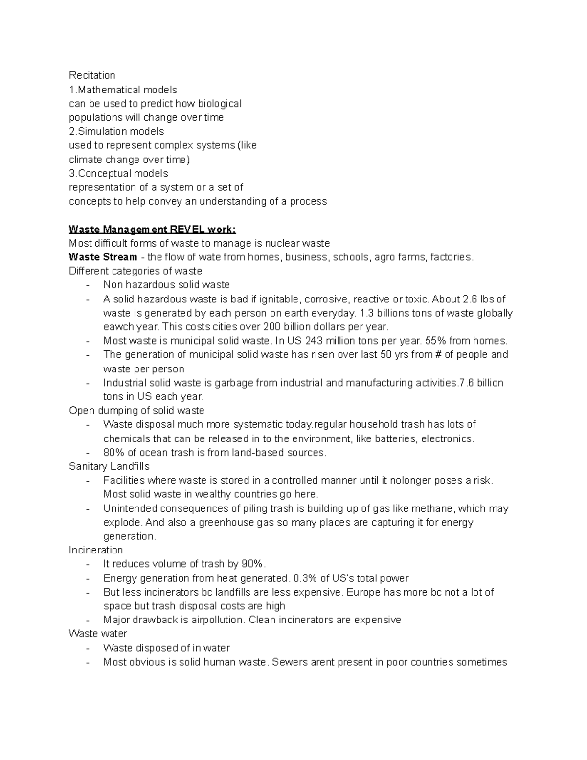 Week 4 1000 - Professor Sharon Collinge. Waste Management REVEL work ...