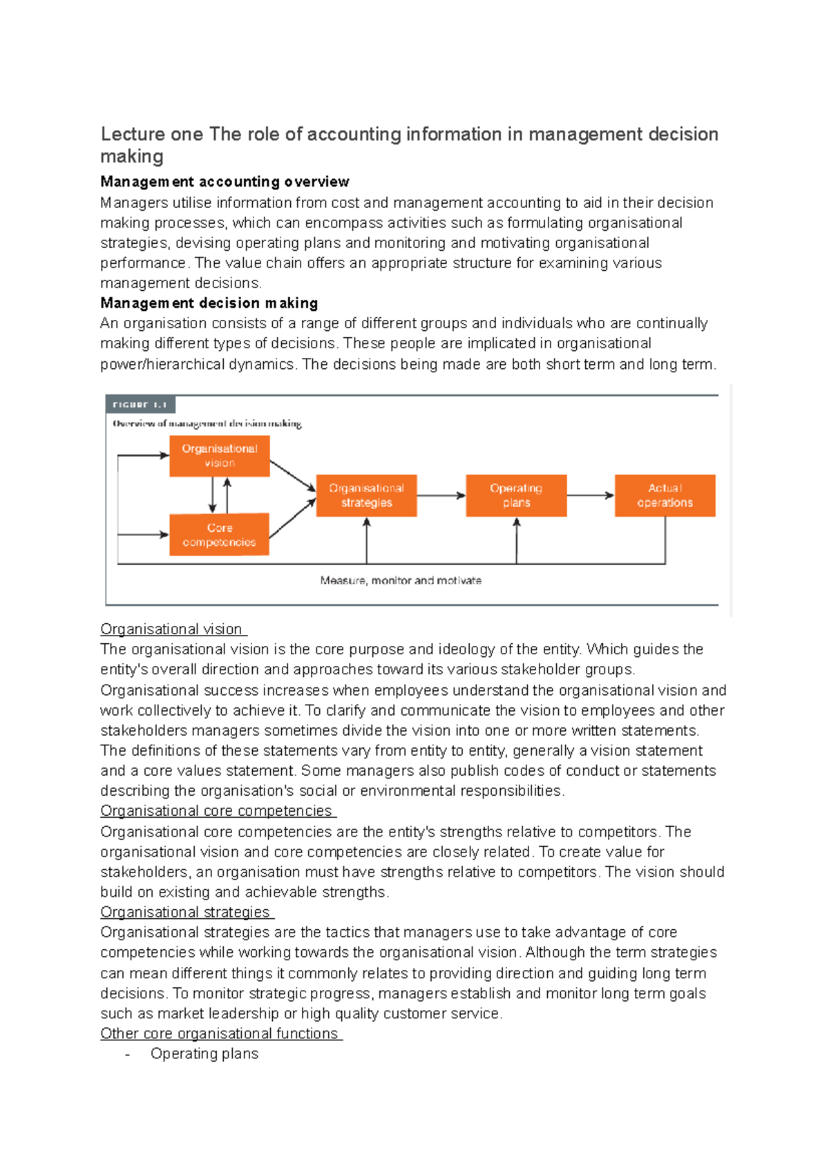 ACCY312 - Weekly lecture notes including examples of questions from ...