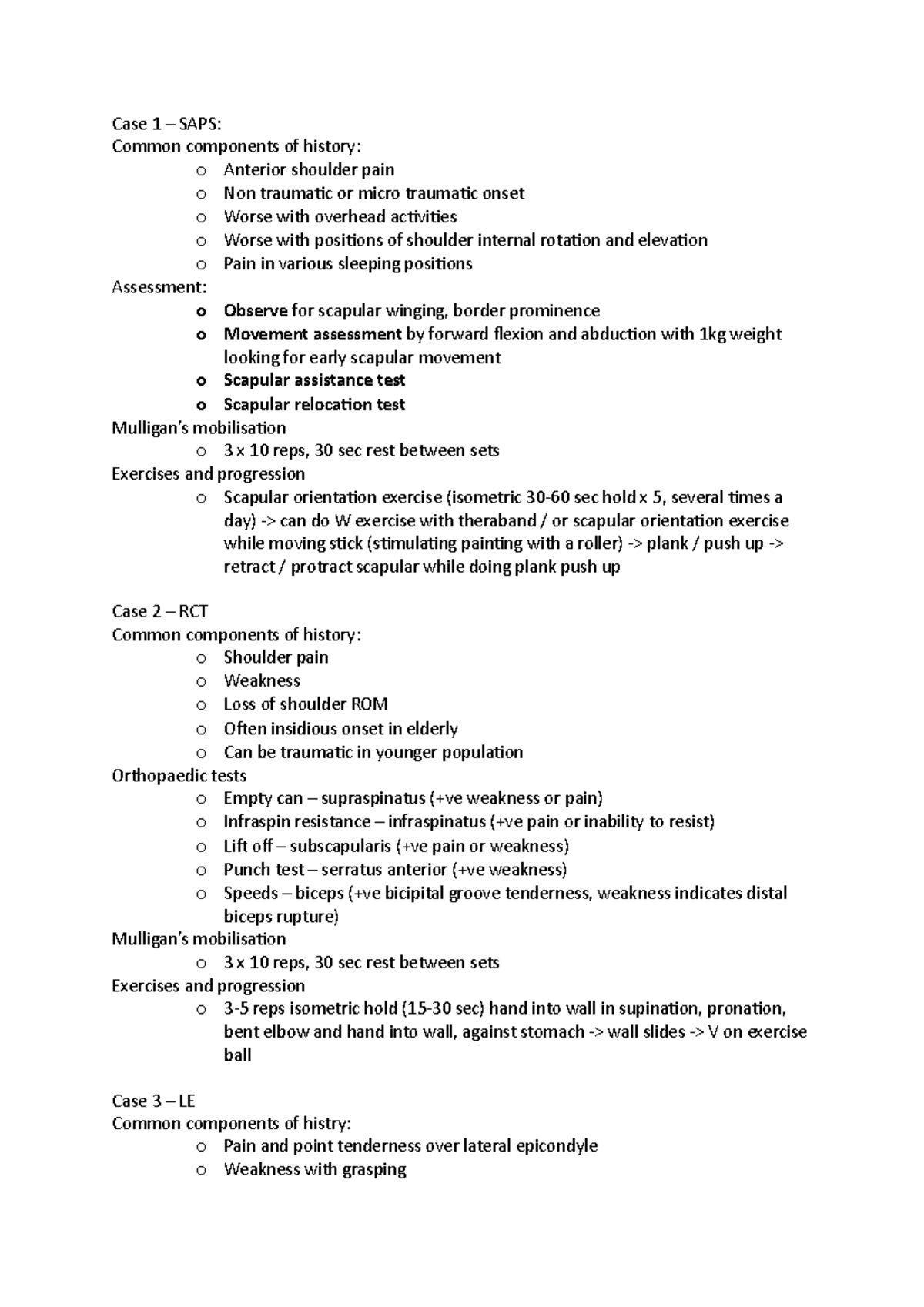 CHI449 prac final - Case 1 – SAPS: Common components of history: o ...