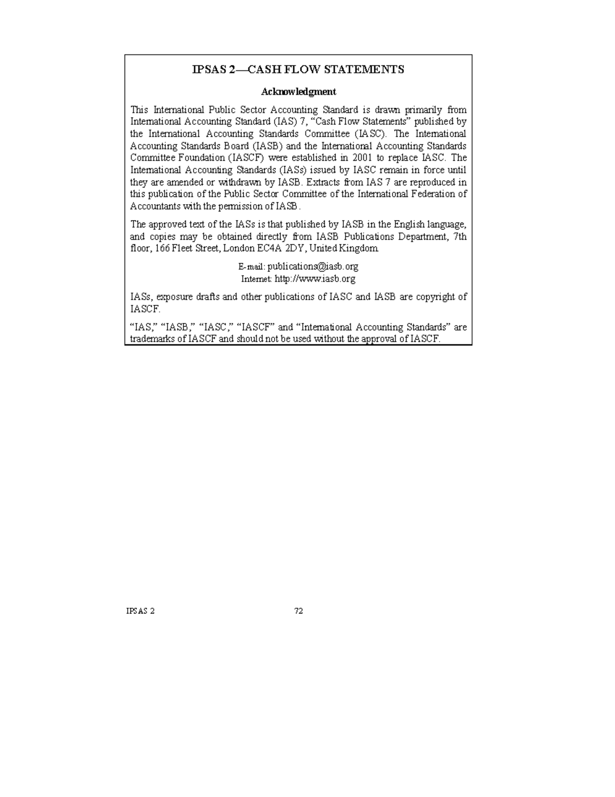 Ipsas 2 - IPSAS 2—CASH FLOW STATEMENTS Acknowledgment This ...