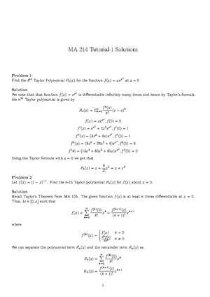 Tutorial 08 - TUT 8 - MA 214: Introduction to numerical analysis (2021 ...